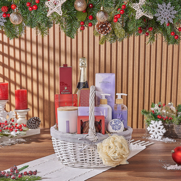 Festive Bubbly & Spa Gift Basket – Christmas gift baskets – Canada ...